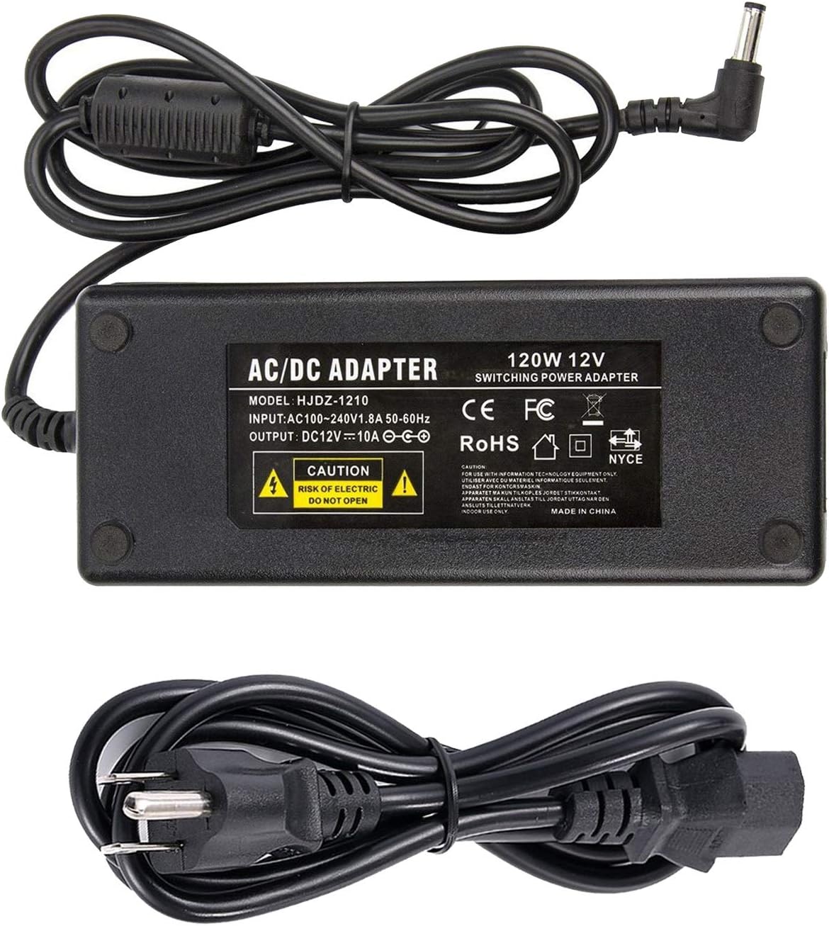 Amazon.com: 12V 10A Power Supply Adapter - COOLM AC Adaptor 100-240V 50 ...