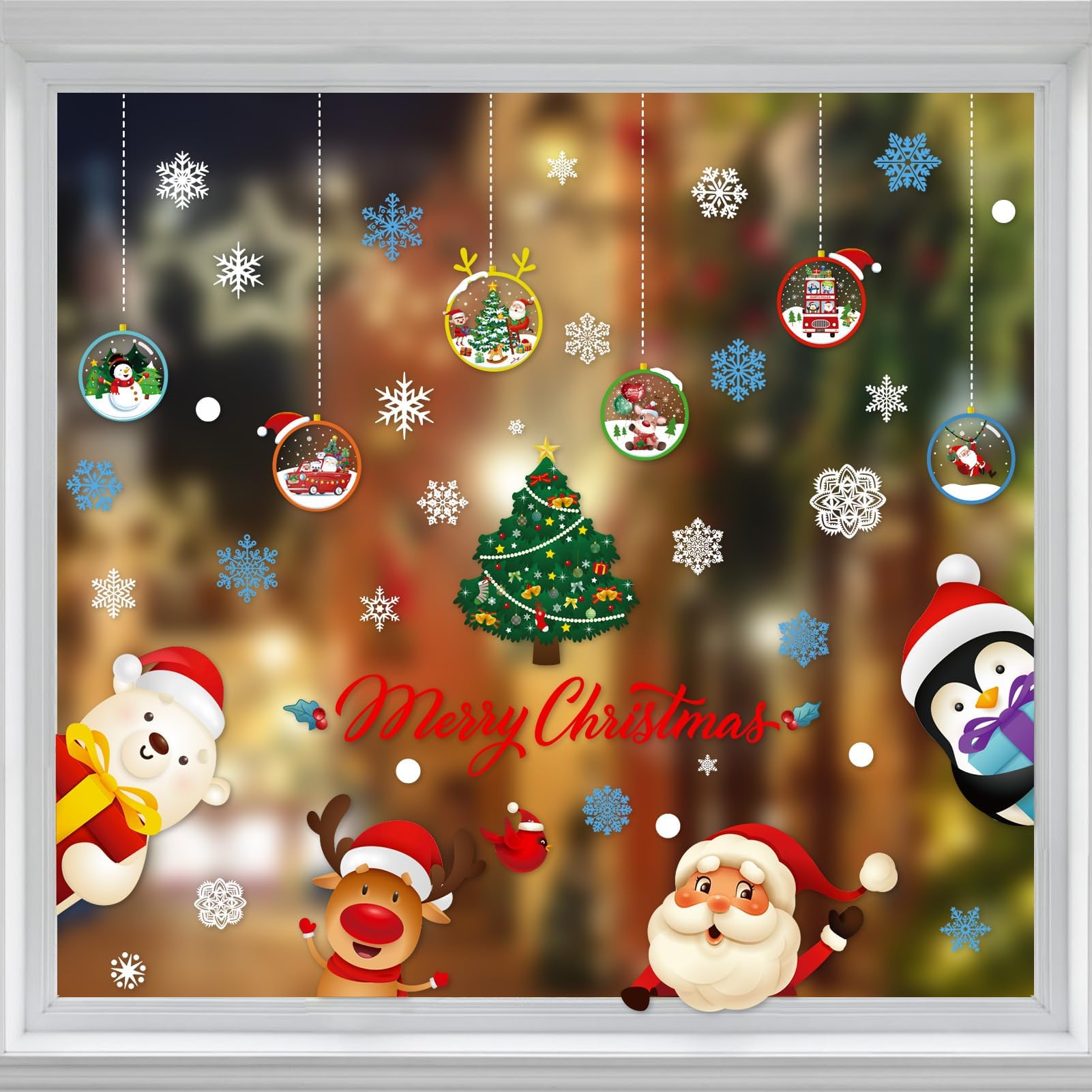 Amazon.com: VEYLIN 400Pcs Large Christmas Window Clings, Snowflake ...