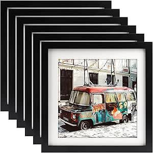 Amazon.com - 10x10 Black Picture Frames Square Classic Natural Wood 6 ...