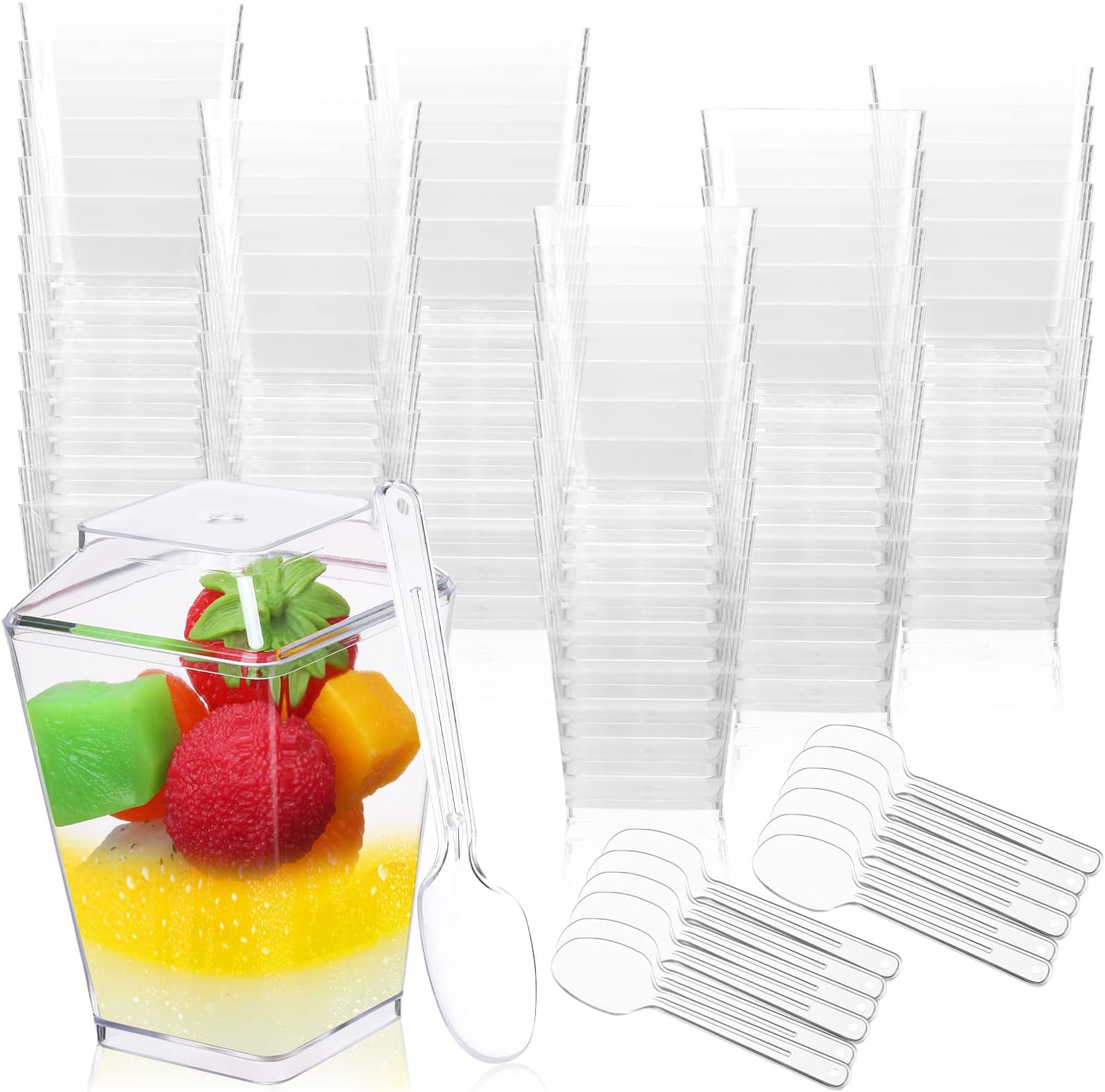 Amazon.com | NZVCN 100 Pack 5oz Mini Dessert Cups with Soopns and Lids ...