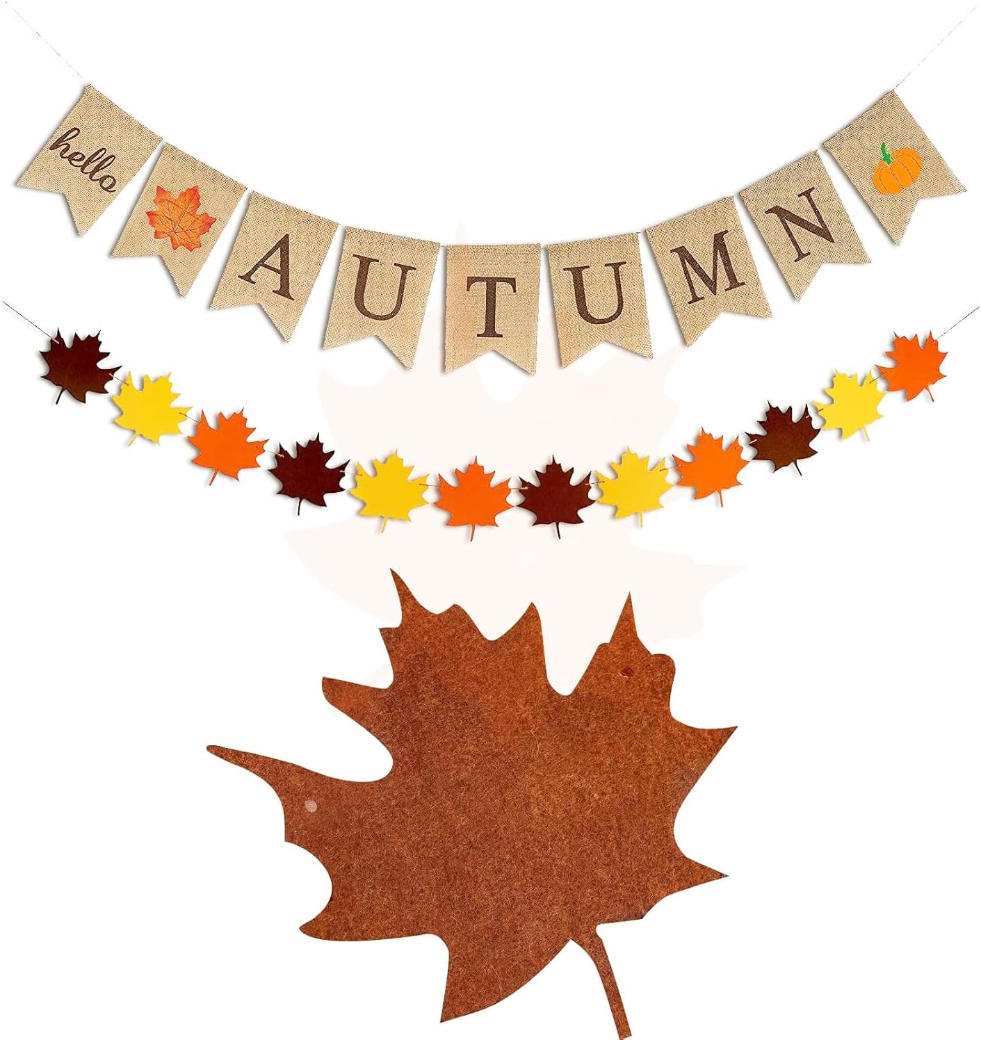 Hello Autumn Letter Burlap Banner,Maple Leaf Garland Hanging Banner for ...