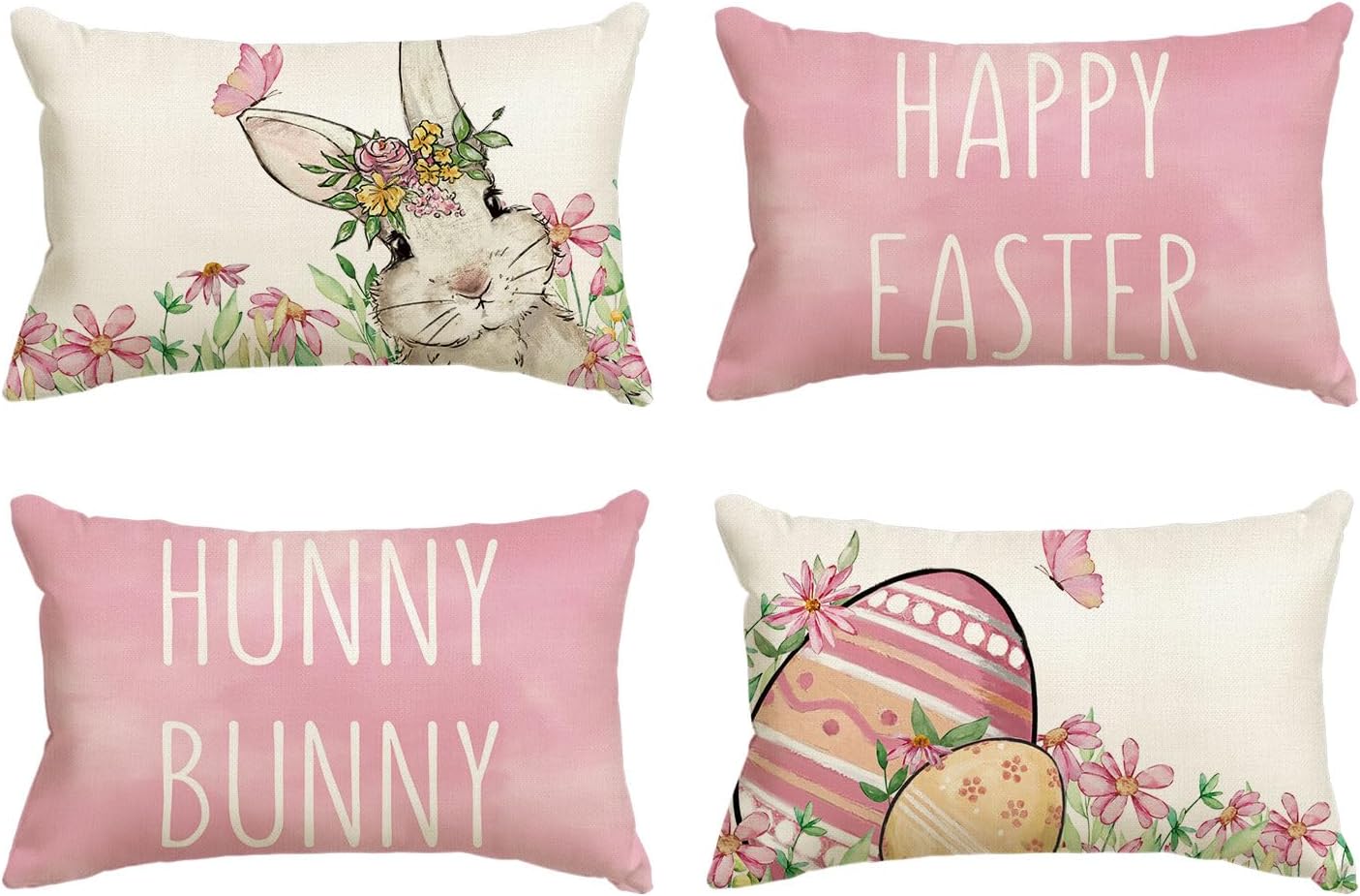 Amazon.com: AVOIN colorlife Happy Easter Hunny Bunny Pink Throw Pillow ...