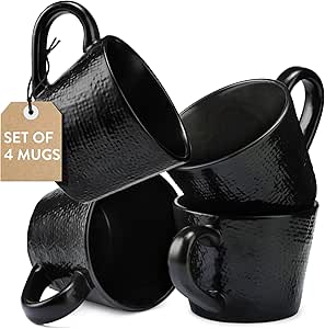 Amazon.com: Navaris Linen Artisan Mug Set (4 Pieces) - Large Coffee Mug ...