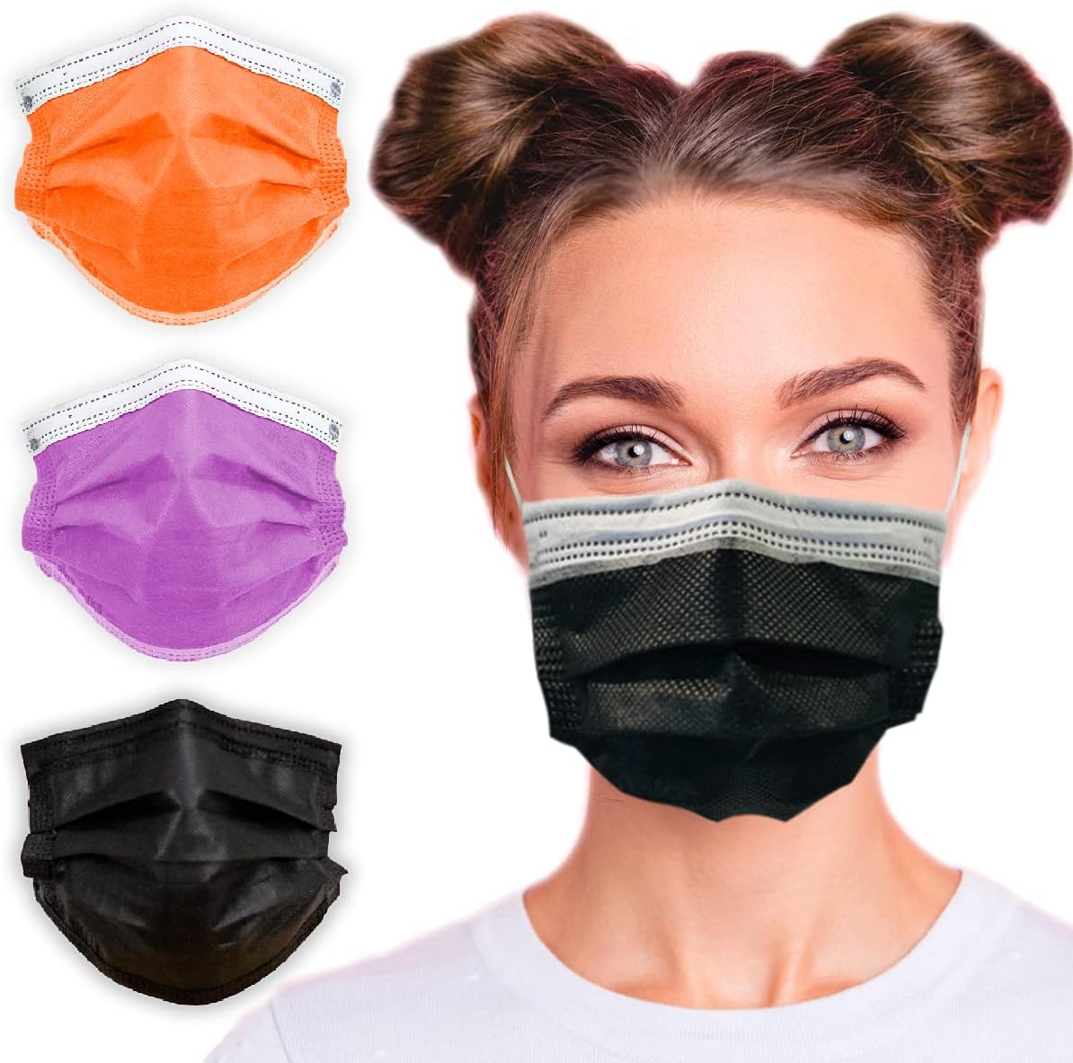 Amazon.com: 3-Ply Breathable Disposable Face Mask (Black) - Made in USA ...