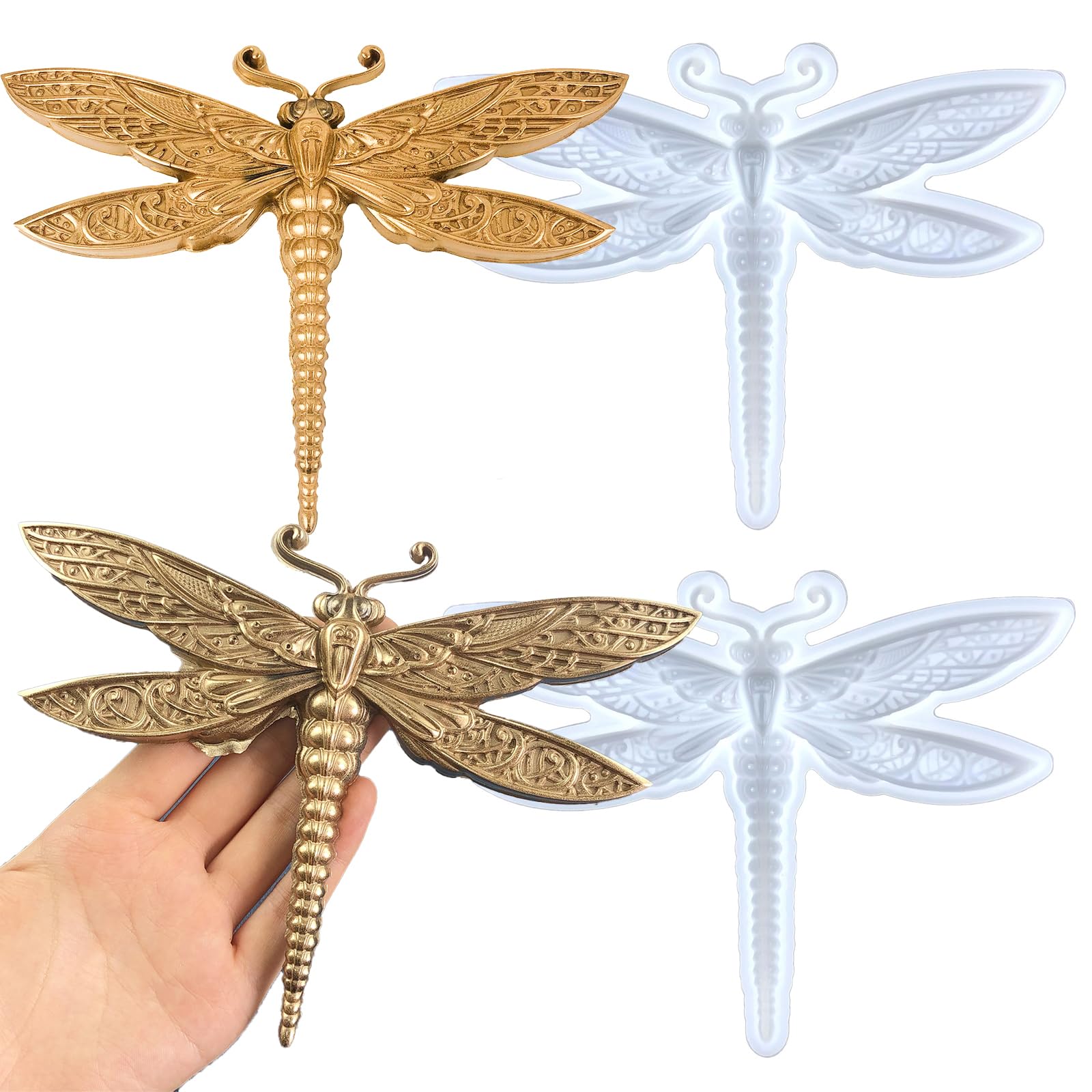 Amazon.com: 2PCS Dragonfly Silicone Mold Large Epoxy Resin Dragonfly ...