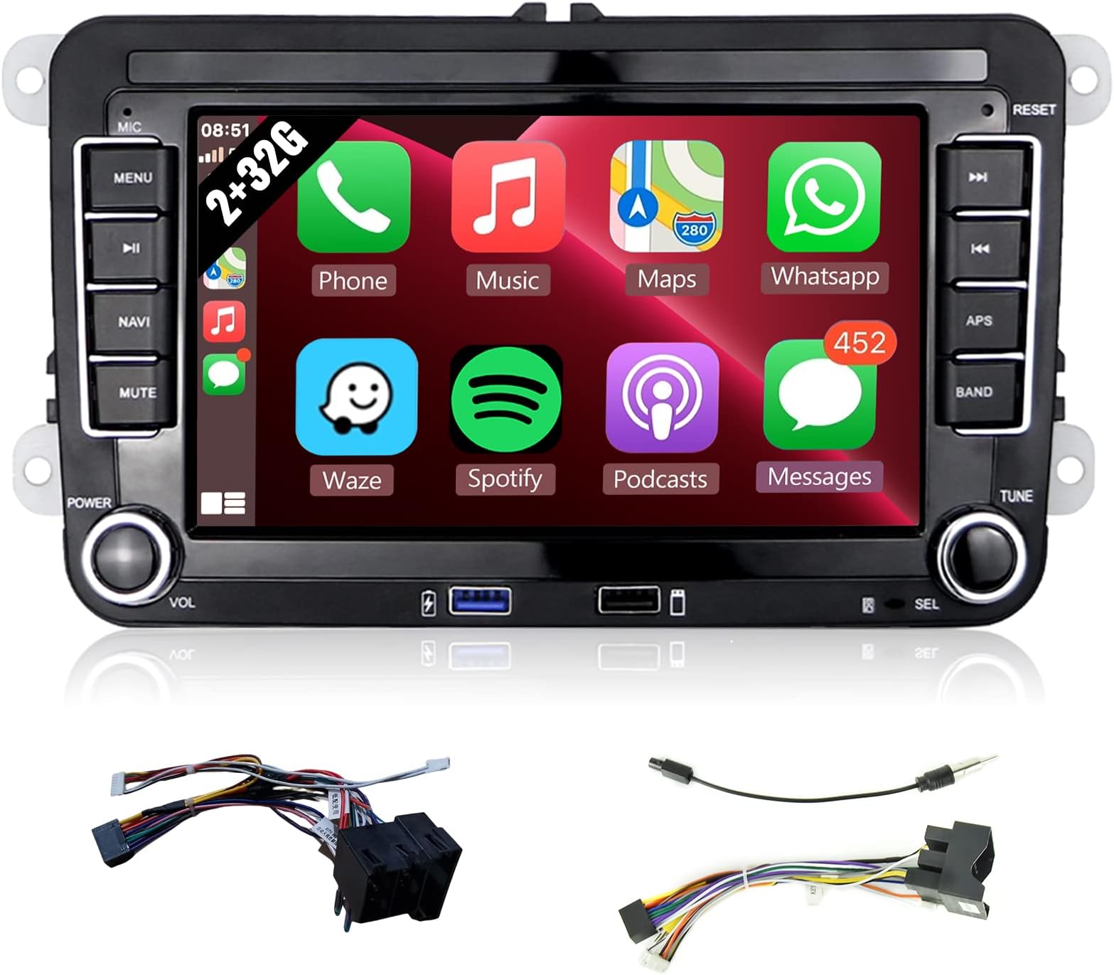 Podofo Car Radio Android 11 para VW Skoda Passat Golf Tiguan Polo ...