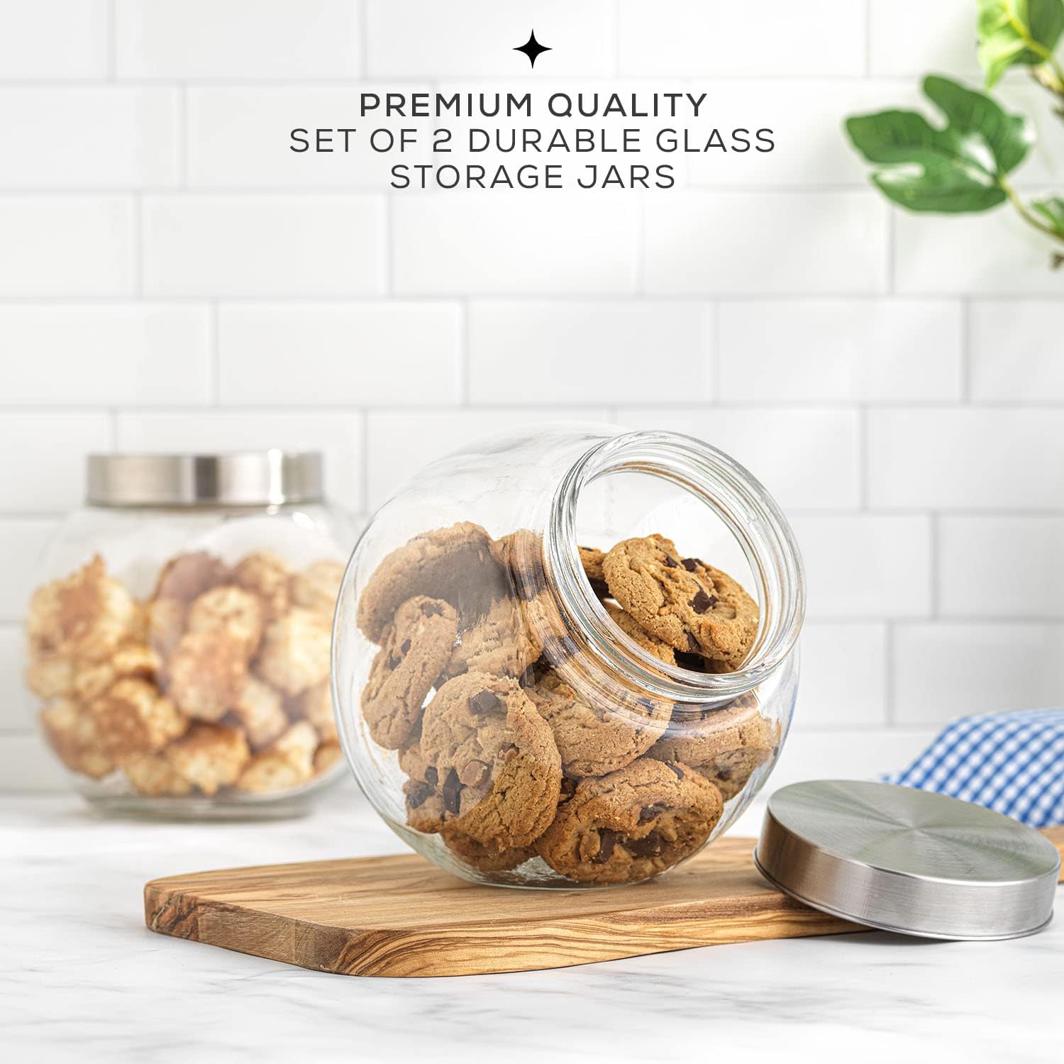 All-Sides Cookie Jar. Set of 2 Cookie Jars for Kitchen Counter with ...