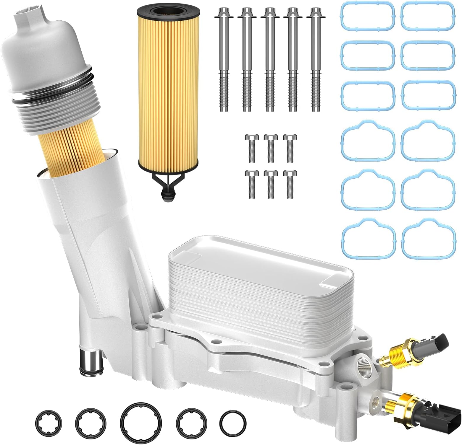 ZIBOPAR Enfriador de aceite de motor de aluminio mejorado con carcasa de filtro de aceite ...