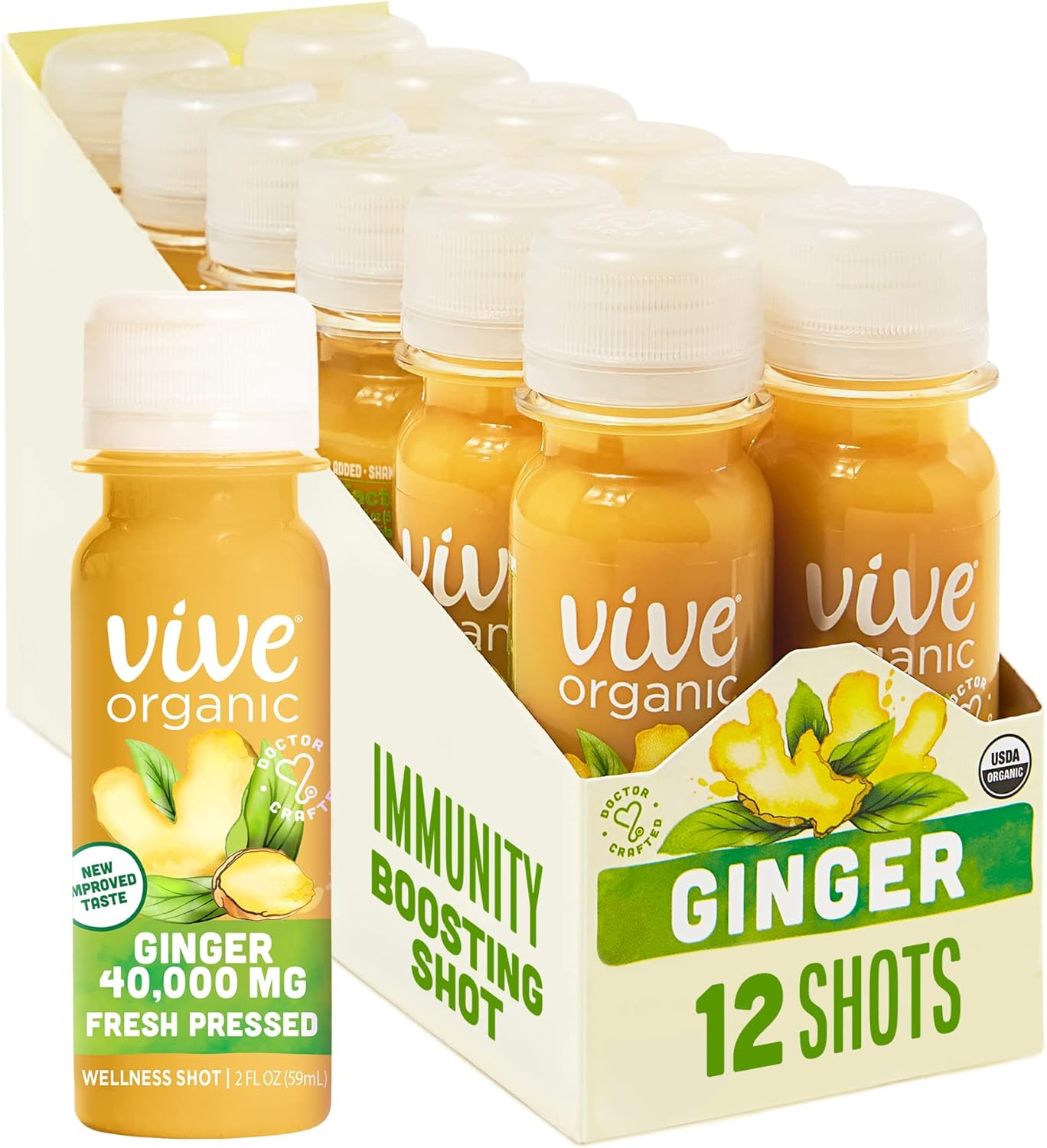 Amazon.com: Vive Organic Immune Support Ginger Shot, Cold-Pressed ...