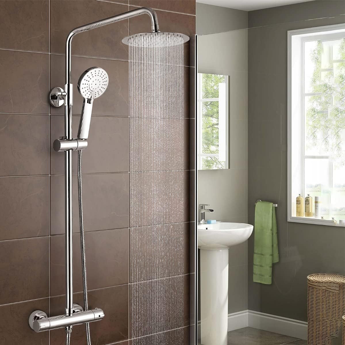 Nes Home Modern Round Exposed 2 Way Thermostatic Mixer Shower Set With ...