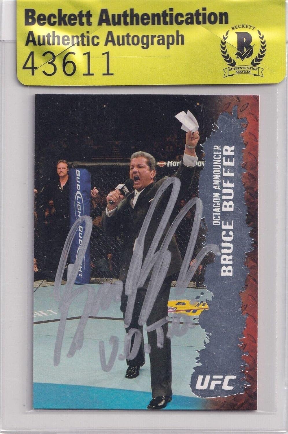 Bruce Buffer Signed 2009 Topps UFC Rookie Card #146 BAS COA RC Octagon ...