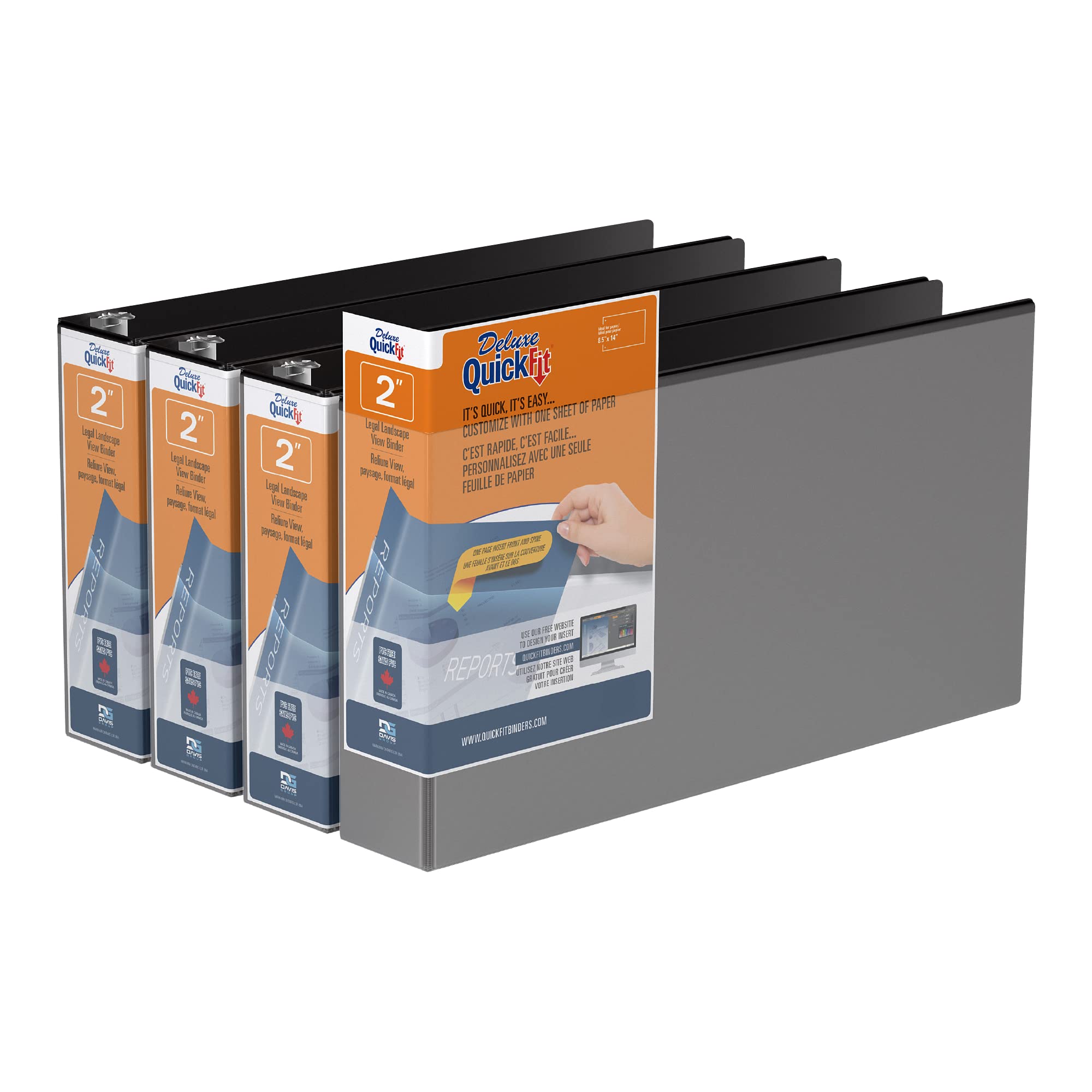 QuickFit Landscape 3 Ring Legal Binder, Heavy-Duty Round-Ring Binder ...