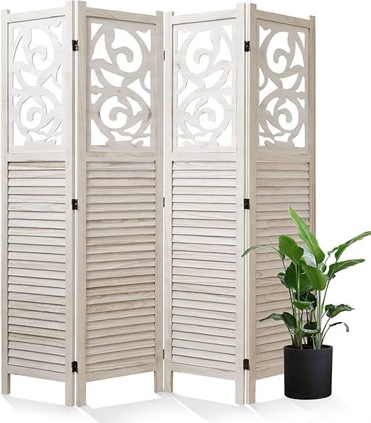 Amazon.com: Room Divider Wood Carved Wall Divider Indoor Folding ...