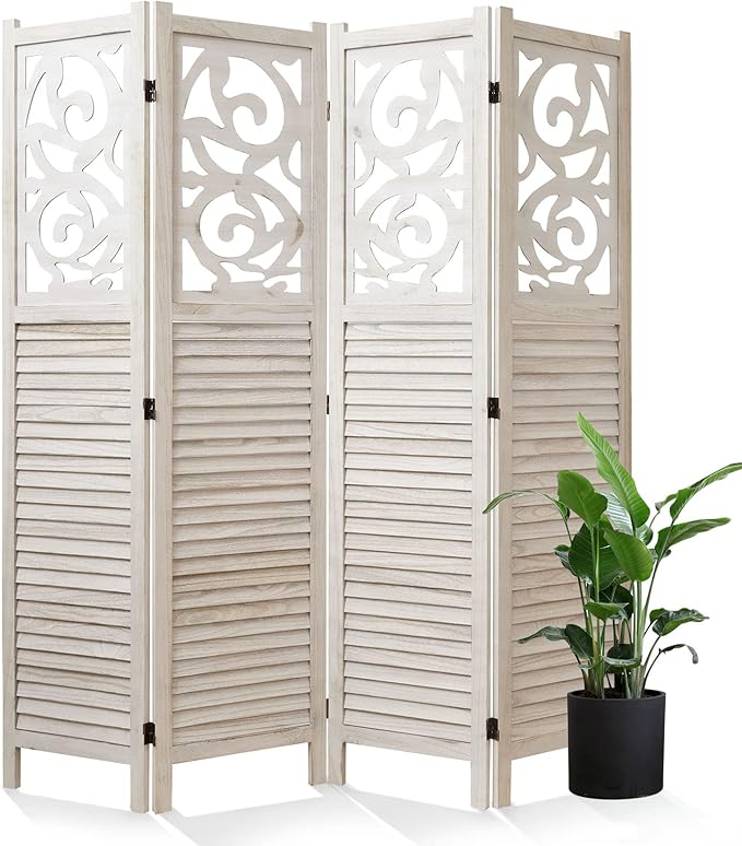 Amazon.com: Room Divider Wood Carved Wall Divider Indoor Folding ...