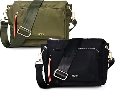 MERSI Erin Crossbody Purse Bundle - Two Lightweight Nylon Bags with ...