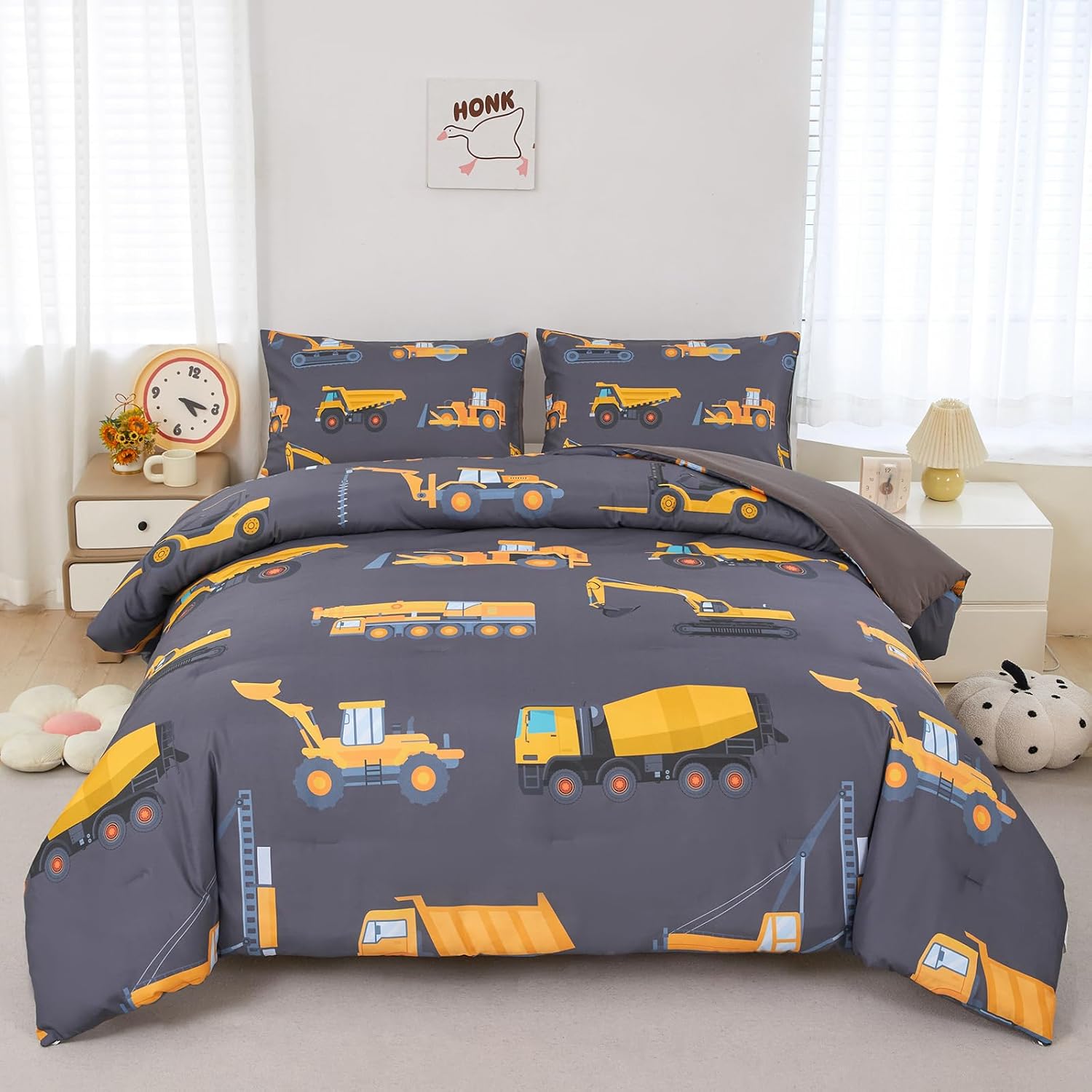 Amazon.com: ZRNBAST Construction Kids Bedding Set for Boys Full Size ...