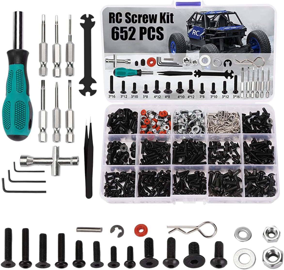 Amazon.com: 652 PCS RC Screw Kit RC Repair Tool Kit Universal RC ...