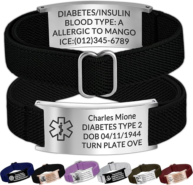 Amazon.com: Akmxem Personalized Medical Alert Bracelets for Women Men ...