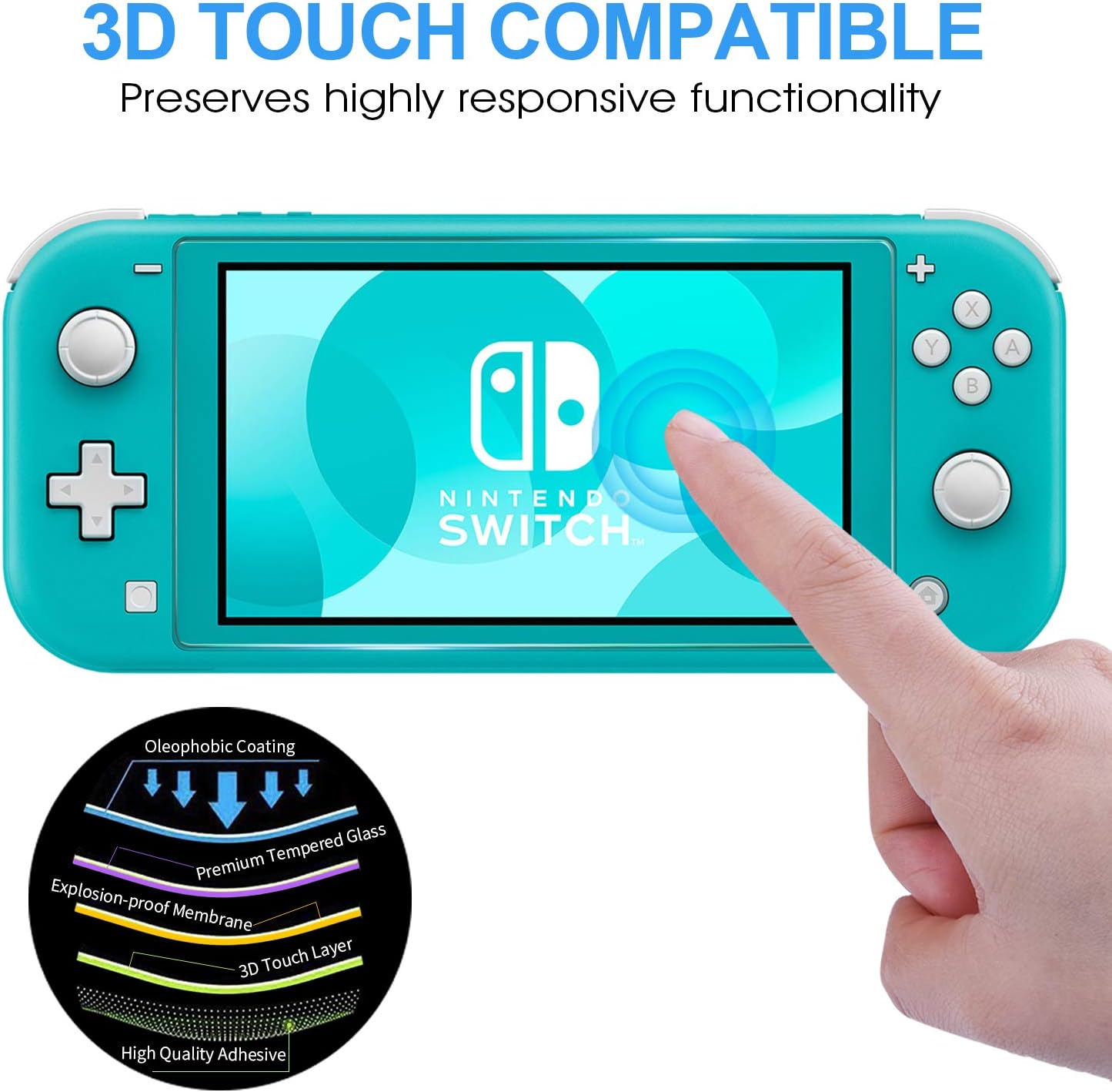 RUXELY Switch Lite Screen Protector(4 Pack), Tempered Glass Screen ...