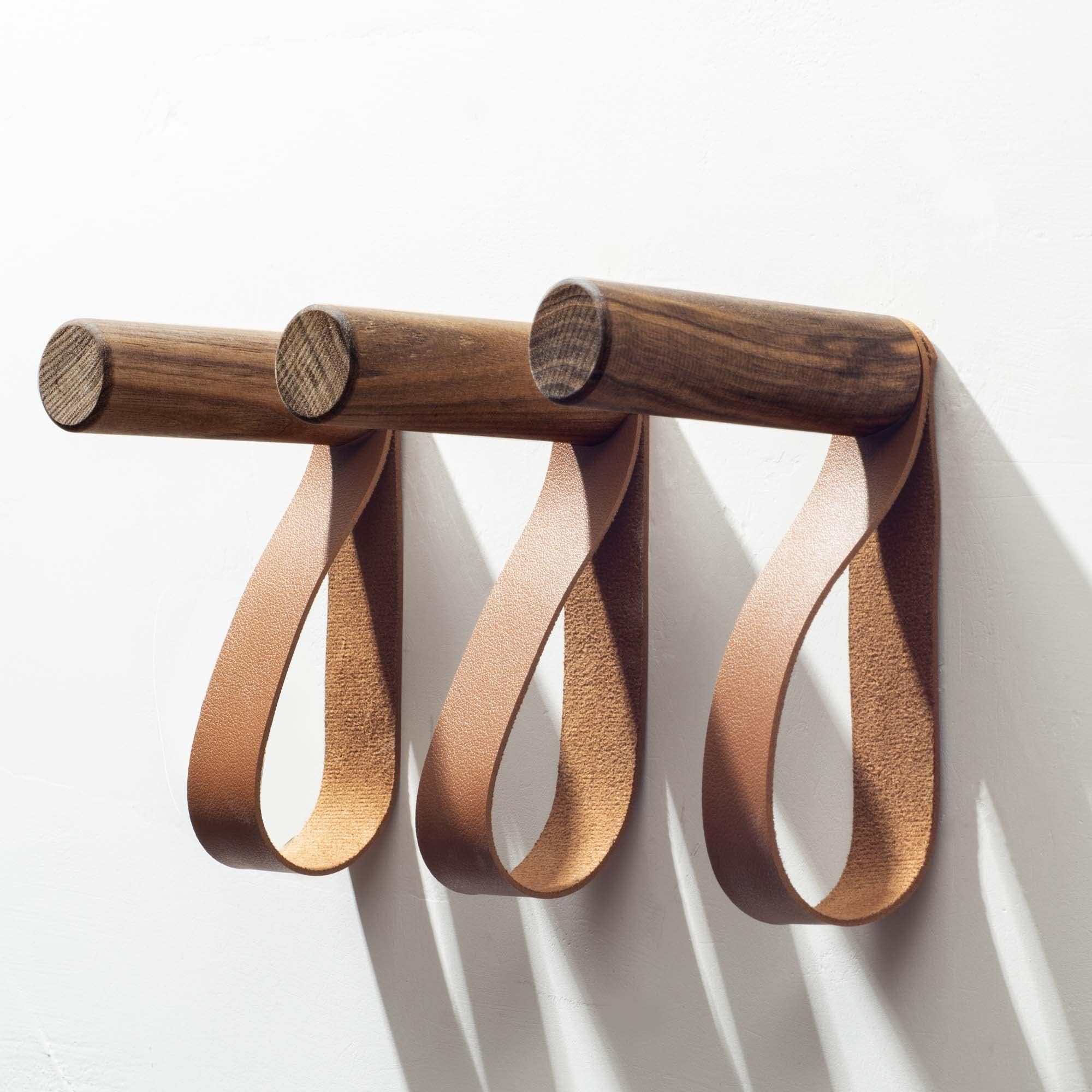WONQEXZ - Ganchos de piel, ganchos de madera, nogal negro con piel ...
