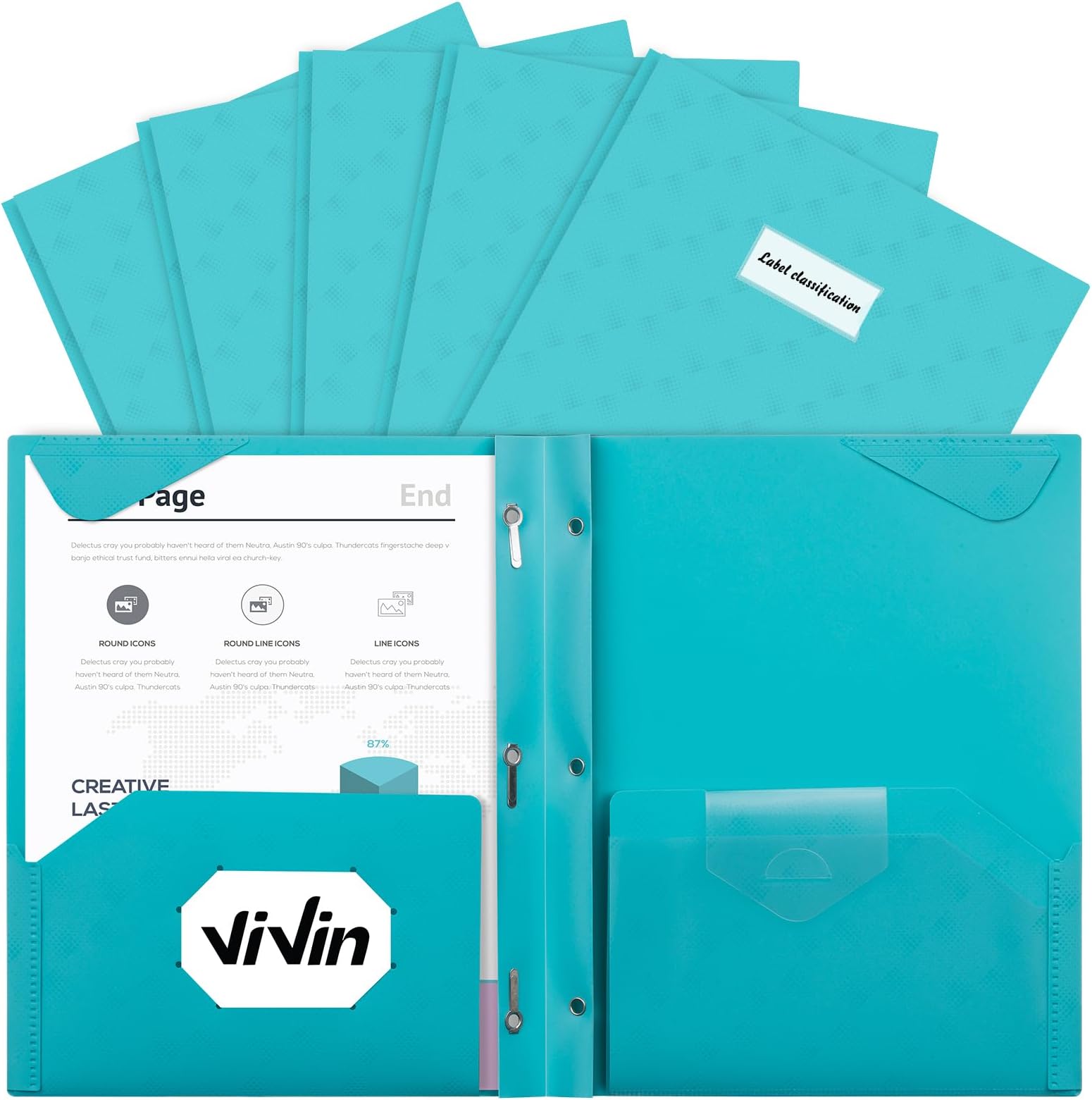 Amazon.com : ViVin Plastic Folders with Pockets, 6 Pack Heavy Duty 3 Prong Folders with Labels ...