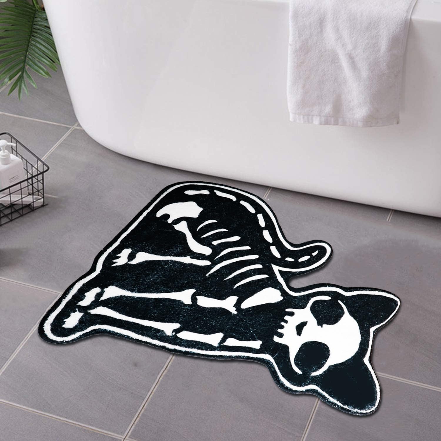 Amazon.com: Zoeeya Skull Cat Bath Mat - Goth, Gothic Bathroom Decor ...