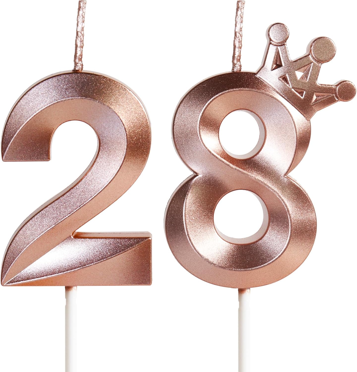 Amazon.com: 28th Birthday Candles for Cake, Number 28 Rose Gold Candles ...