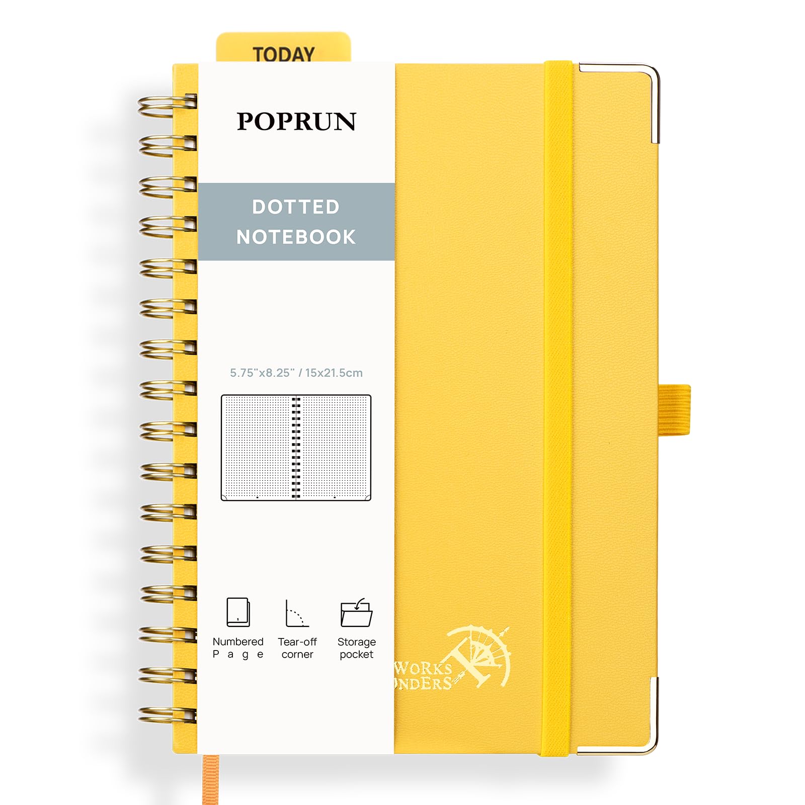 POPRUN Spiral Bullet Dotted Journal Notebook, [A5 Size] - 120 Gsm Thick ...