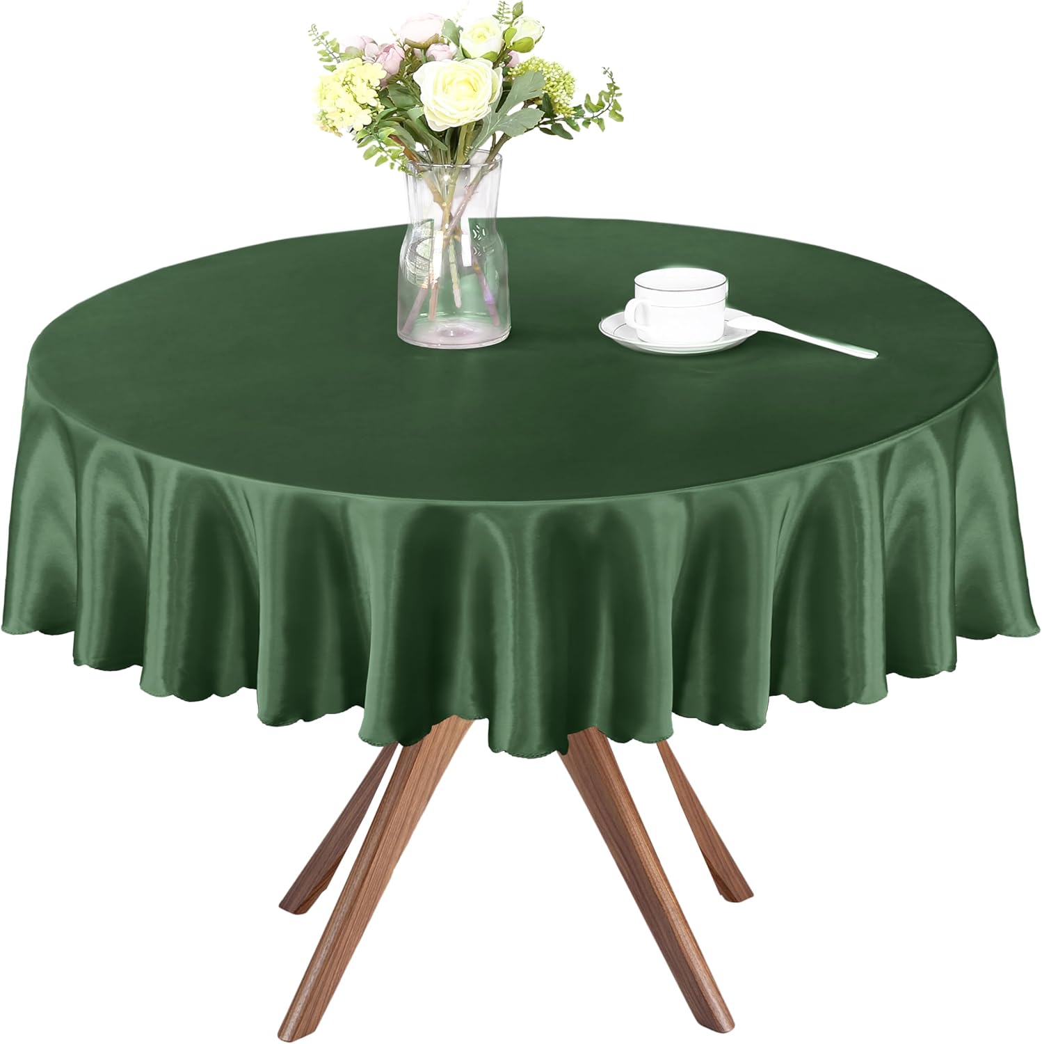 Amazon.com: Homiest 60 Inch Round Tablecloth - Satin Table Cover ...