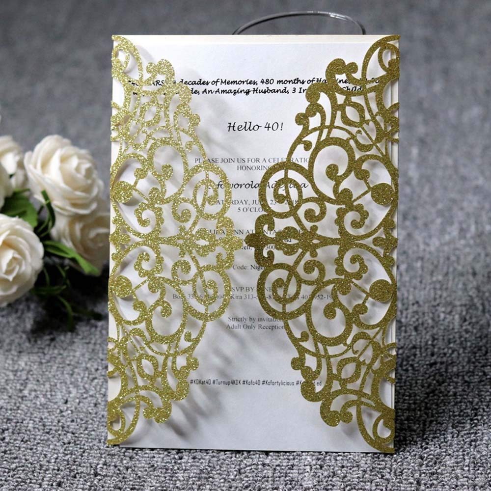 Tarjeta Fotográfica Con Invitaciones Con Purpurina Tarjetas De