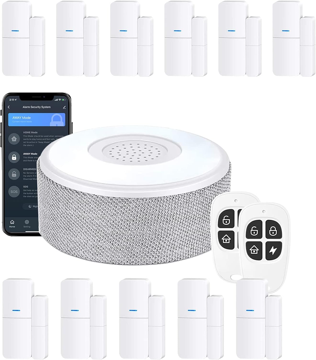 Amazon.com: Home Alarm System 8 Pieces-Kit Bundle with 6 Pack Contact ...