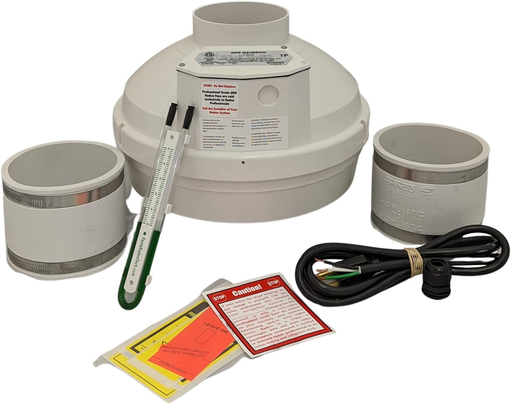 RadonAway RP140 Radon Fan + 4x4 Installation Kit + Mounting Bracket ...