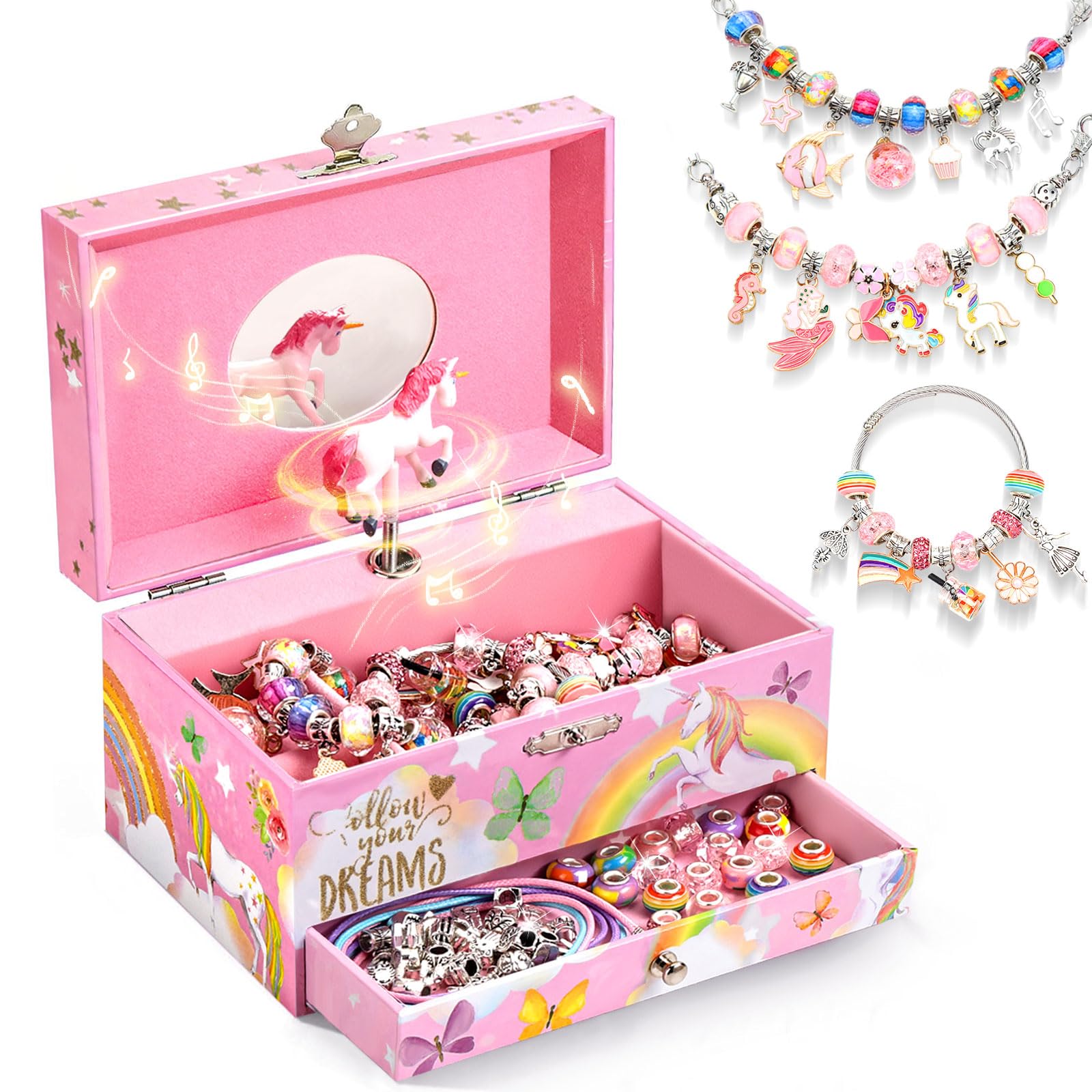 ERTYU Kids Charm Bracelet Making Kit for Girls DIY Jewelry Making with ...