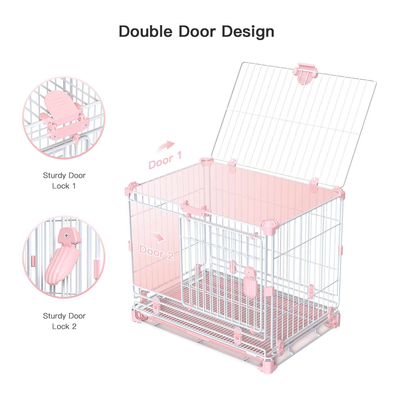 Cute Pink Dog Crates XS 20inch Foldable Pink Dog Cage