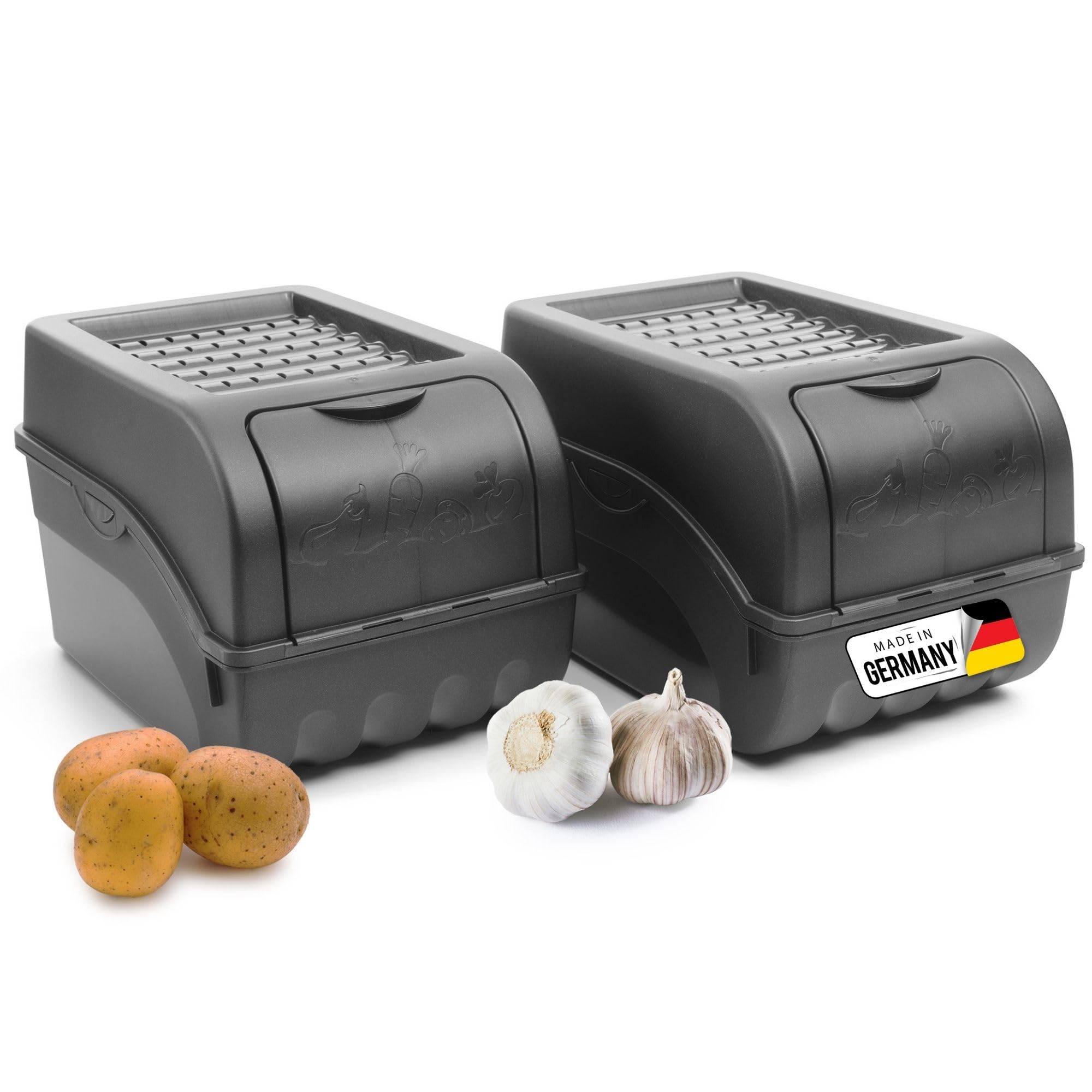Novaliv Potato Storage Box, 2 x 5 L, Anthracite Grey, Onion Box ...