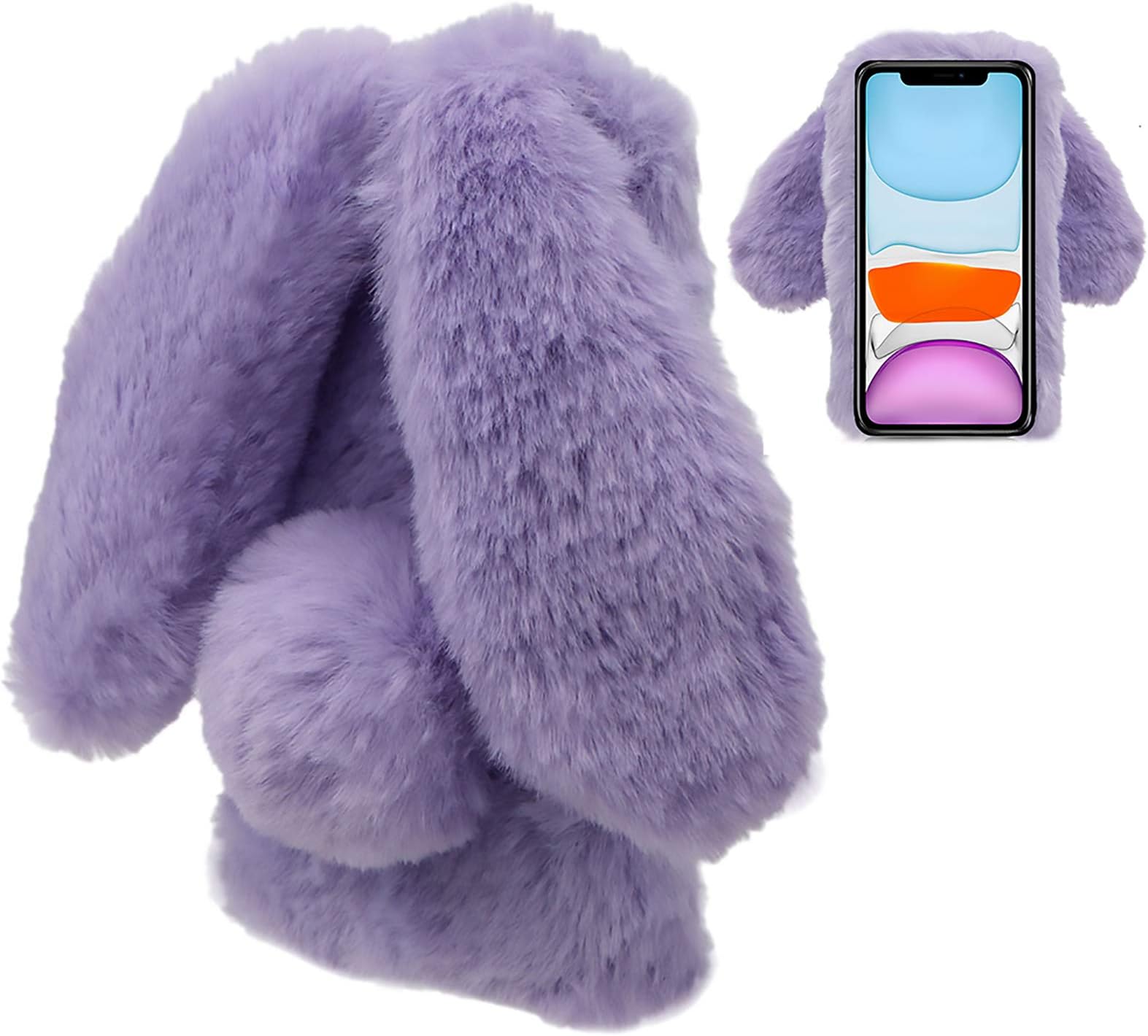Amazon.com: UnnFiko Super Cute Teddy Dog Fluffy Fur Case Compatible ...