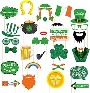 Amazon.com: St Patricks Photo Booth Props, 28 Pcs Irish Day Photobooth ...