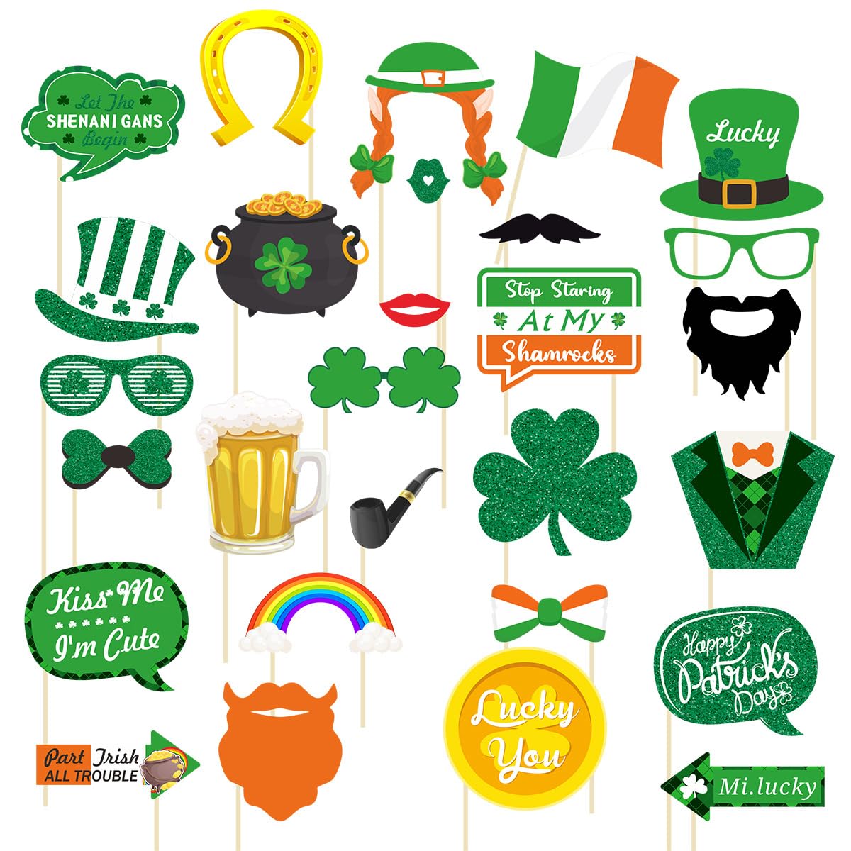 Amazon.com: St Patricks Photo Booth Props, 28 Pcs Irish Day Photobooth ...