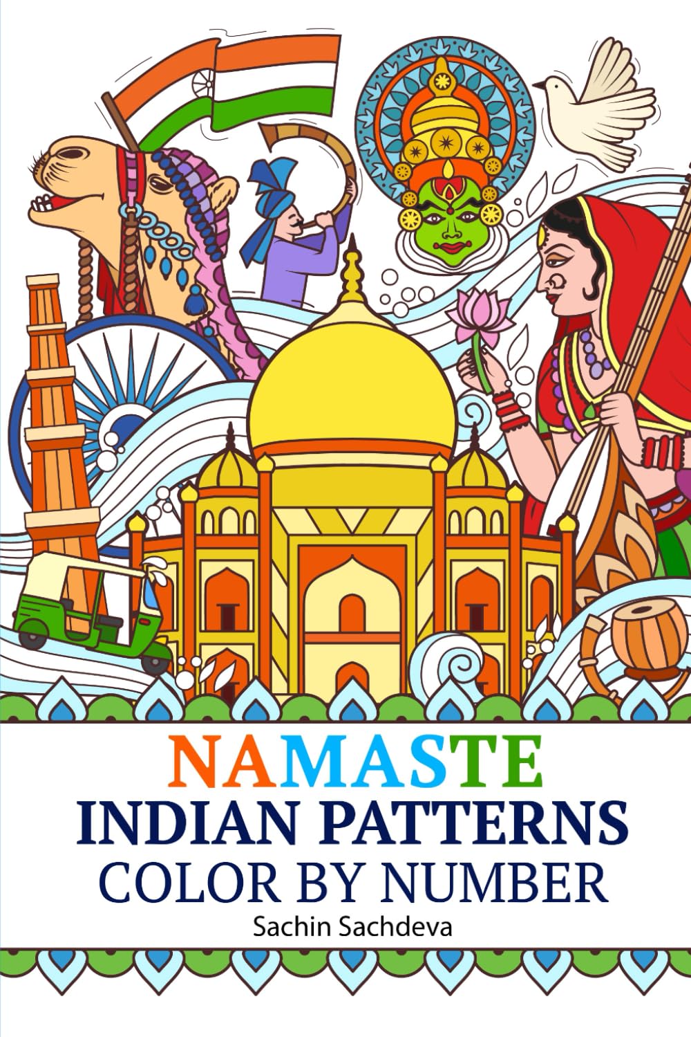 Namaste Indian Patterns: Color by Numbers Coloring Book for Adults for ...