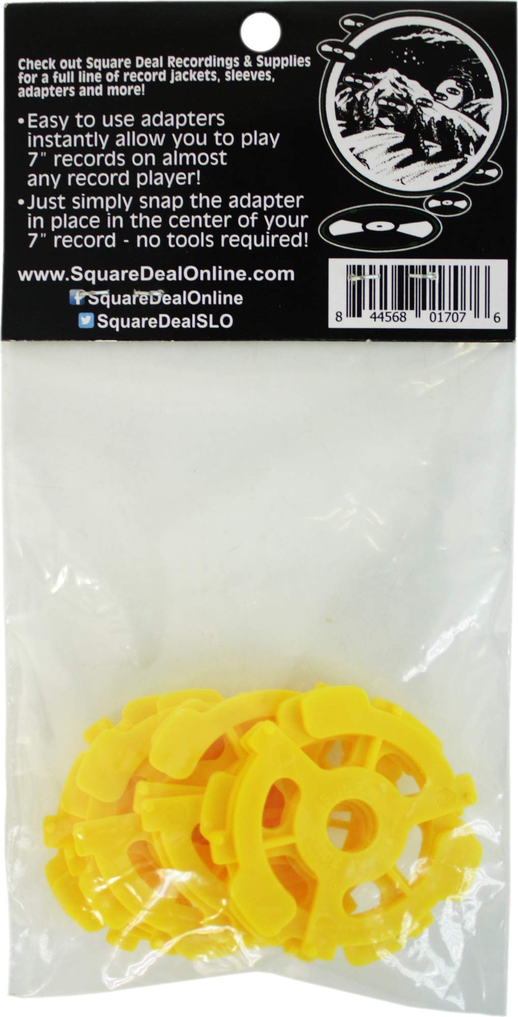 Snapklik.com : (250) Flat Yellow Plastic Record Adapters - Snap In ...
