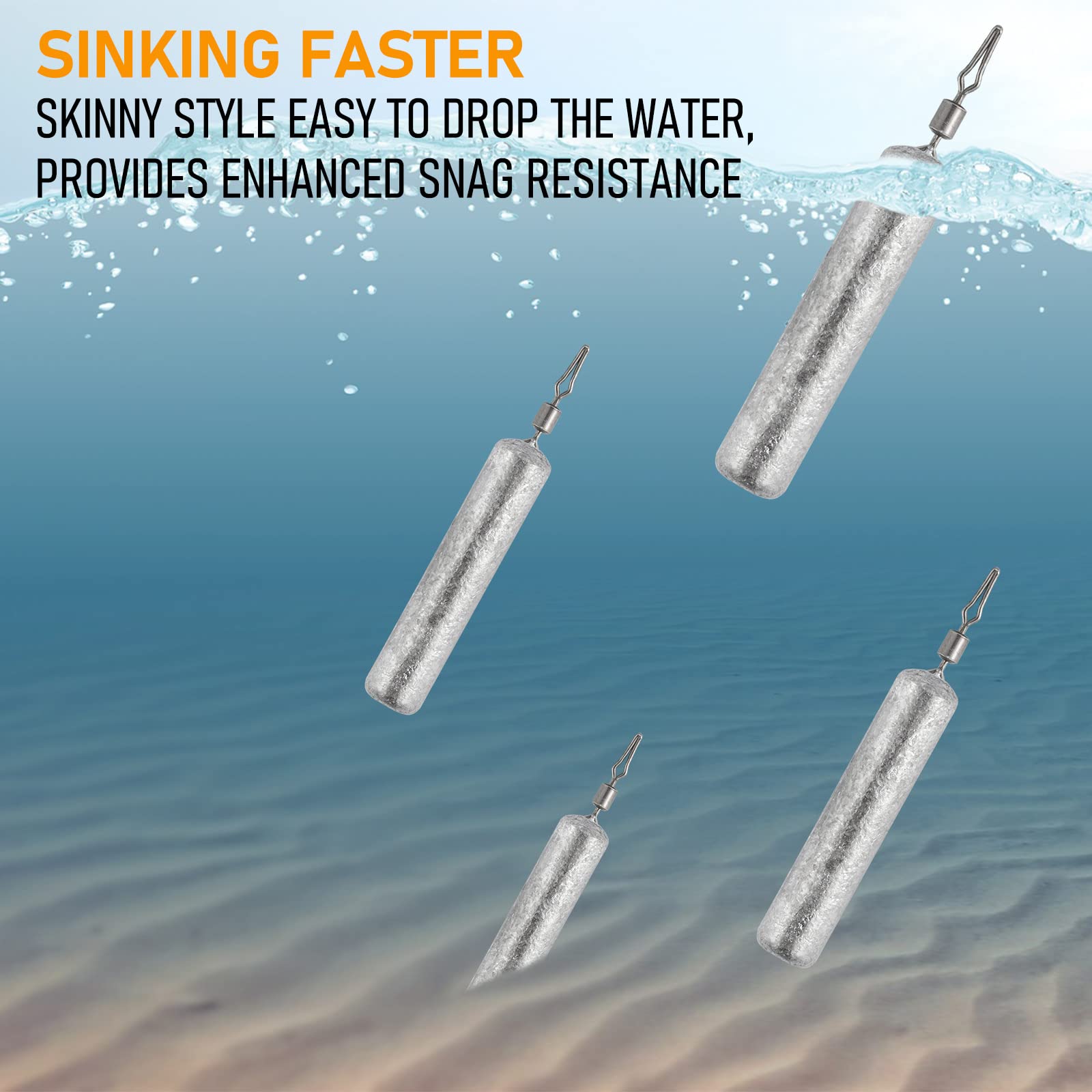 Snapklik.com : Dr.Fish 50 Pack Fishing Drop Shot Weights Lead Skinny ...
