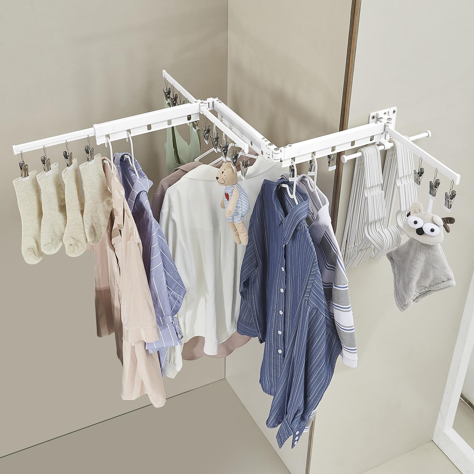 Snapklik.com : Hoimpro Clothes Drying Rack Retractable Wall Mounted