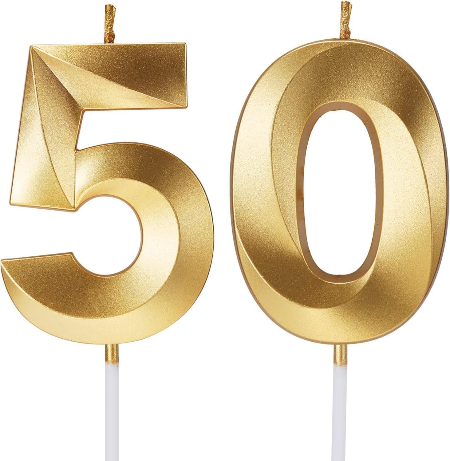 50th Birthday Candles - Number 50 Silver Candles for Cake Toppers ...