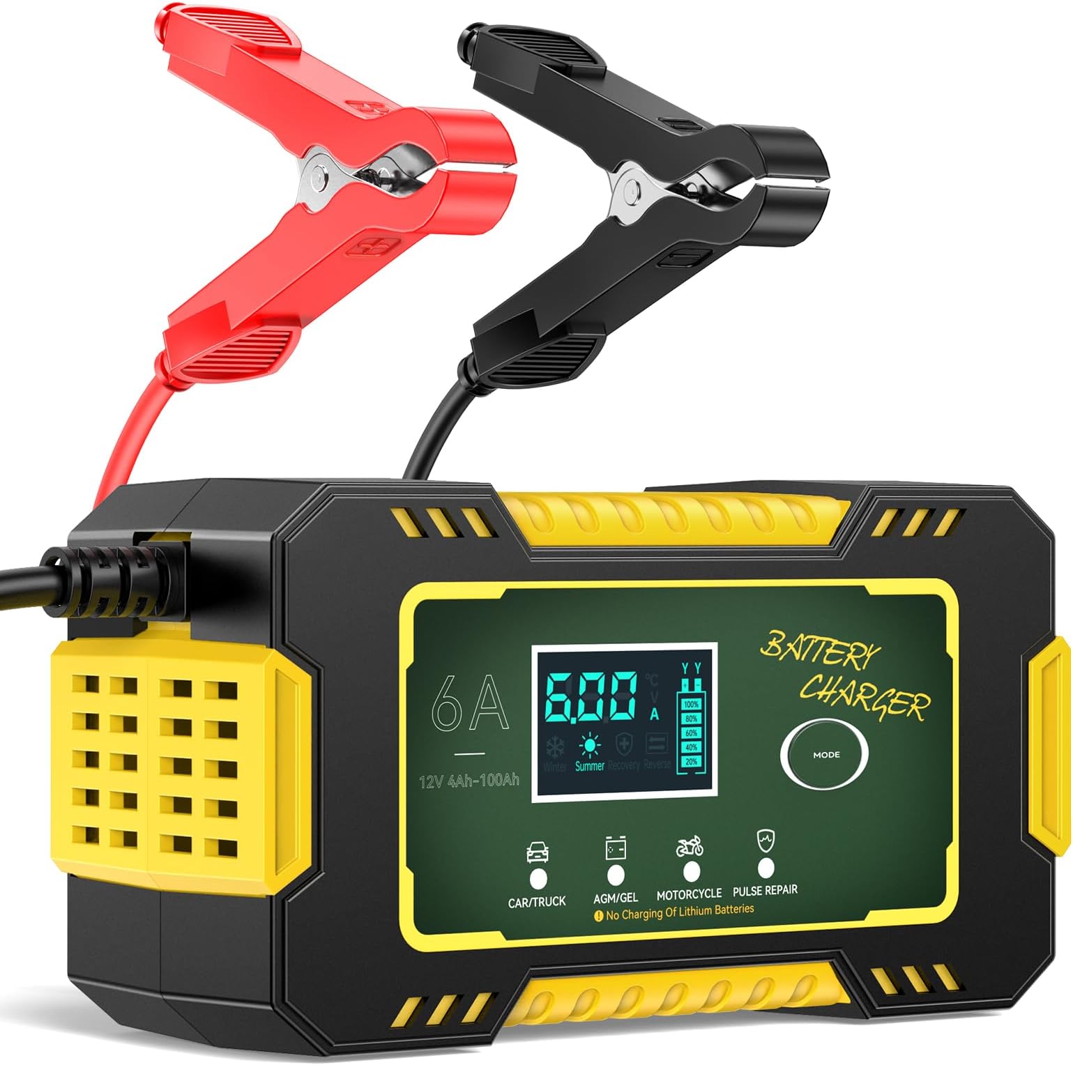 Amazon.com: PUSLAKO 10A Battery Charger 12V 24V Fully-Automatic Smart ...