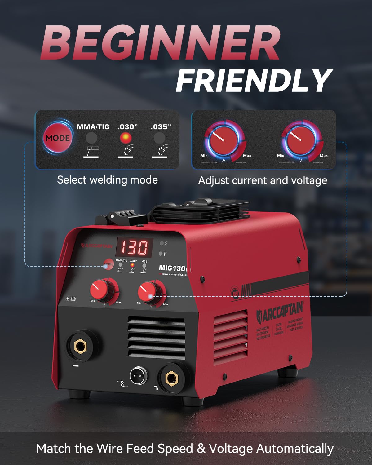 Snapklik.com : ARCCAPTAIN 130A MIG Welder, 3-in-1 Welder Machine 110V ...
