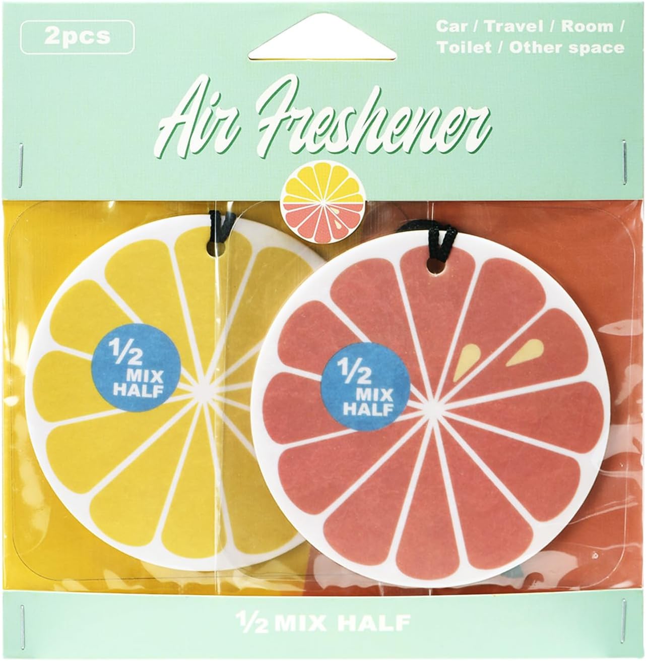 Amazon.co.jp: 1/2 MIX HALF(ミックスハーフ) 芳香剤 吊り下げ レモン & グレープフルーツ 2種類の香り OA ...