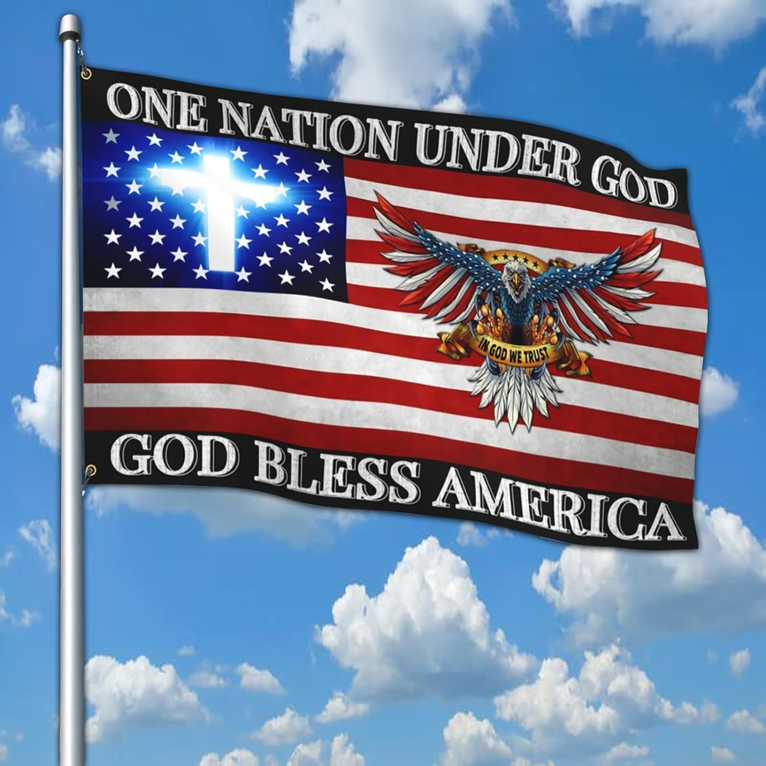 Amazon.com : God Bless America -3x5 Ft Christian Jesus Garden Flags ...