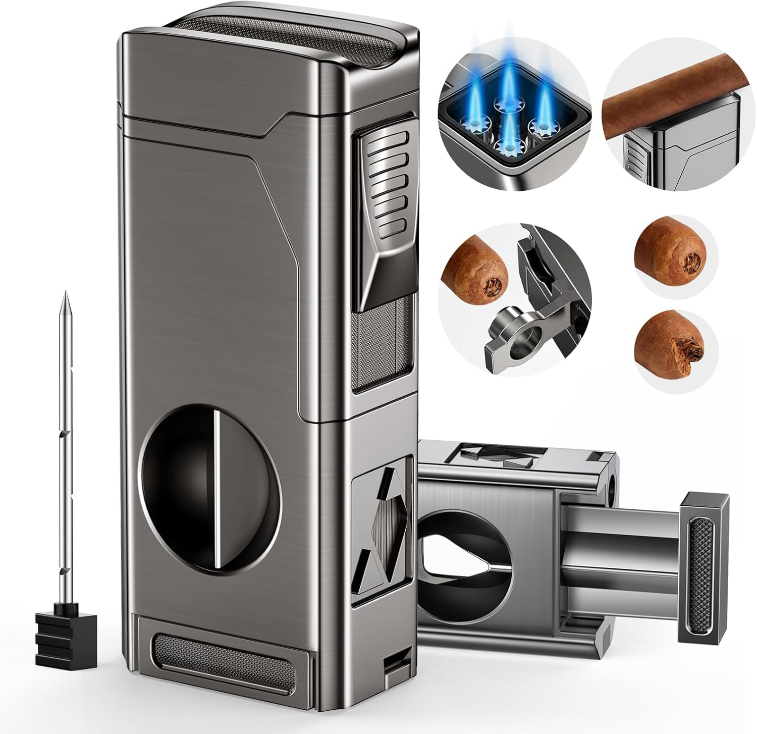 Amazon.com: Tesonway Cigar Torch Lighter, 4 Jet Flame Cigar Lighter ...