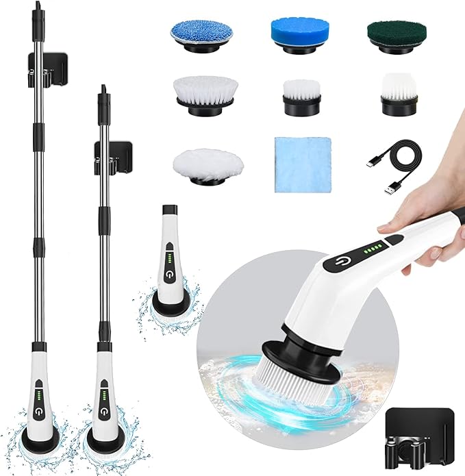 Electric Spin Scrubber, LOSUY Cordless Cleaning Brush with 7 ...