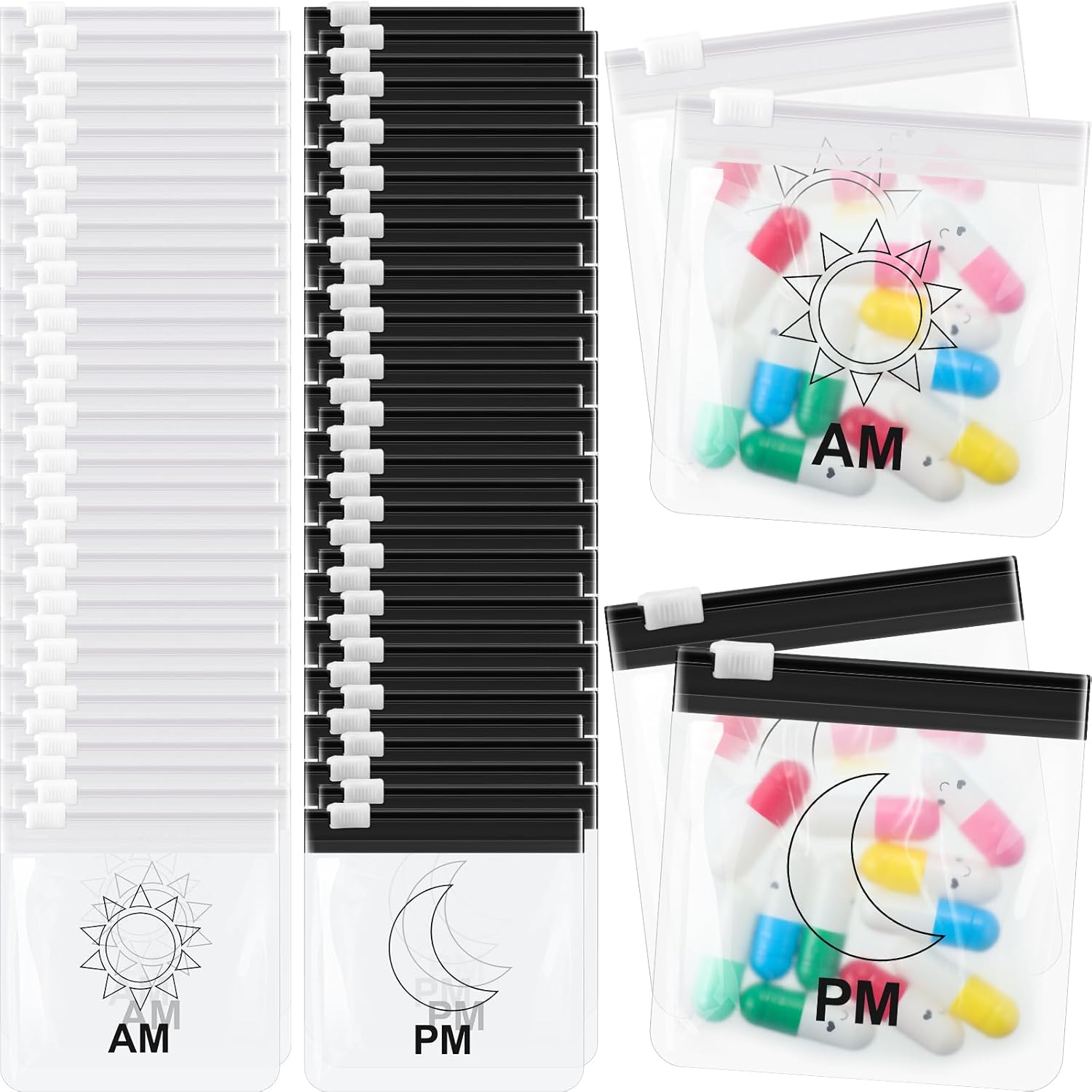 Amazon.com: 70 Pcs Weekly Pill Pouch Bags Zippered Reusable Medicine ...